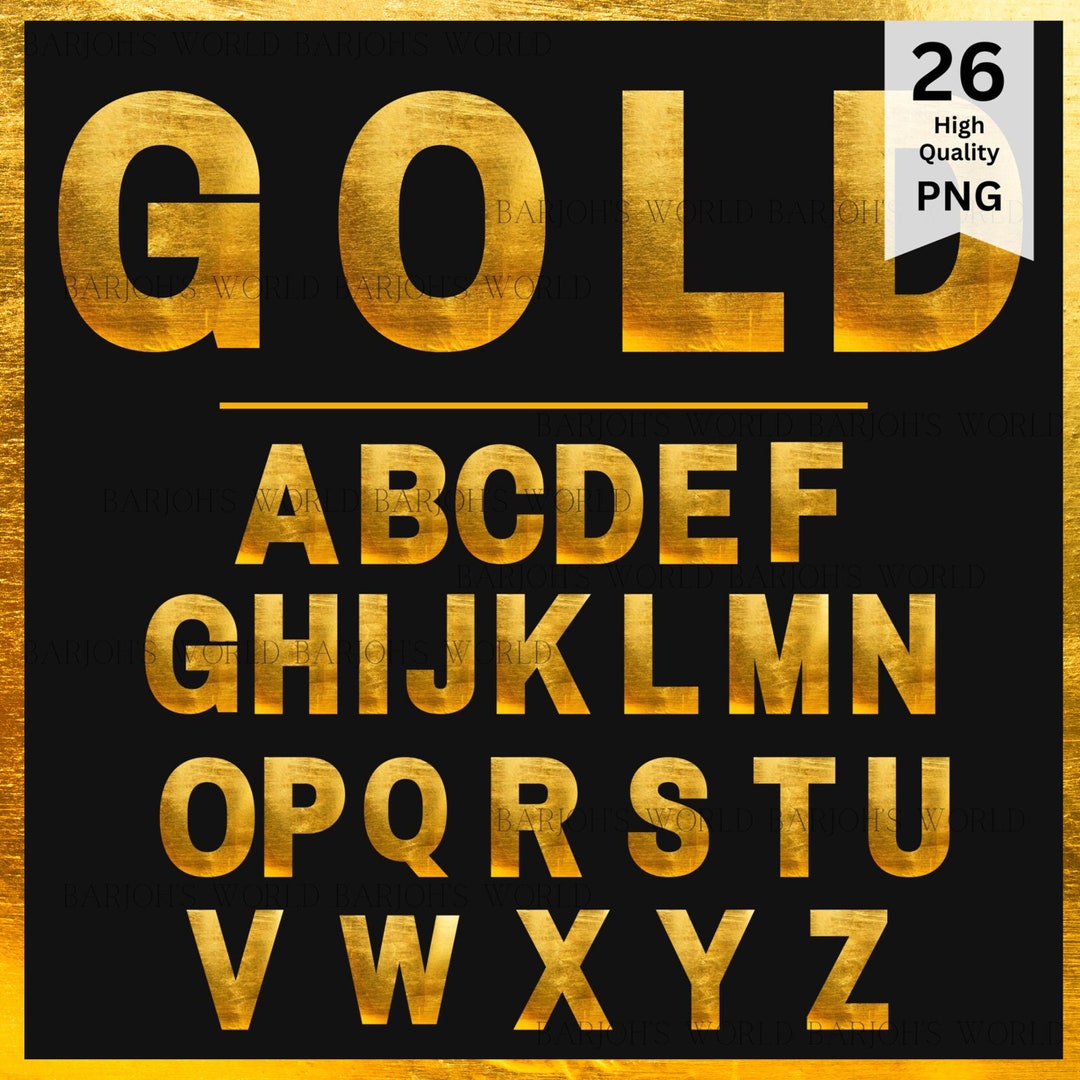 Gold Luxury Letters PNG | Metal Brushed | Design | Png Letters | Gold ...