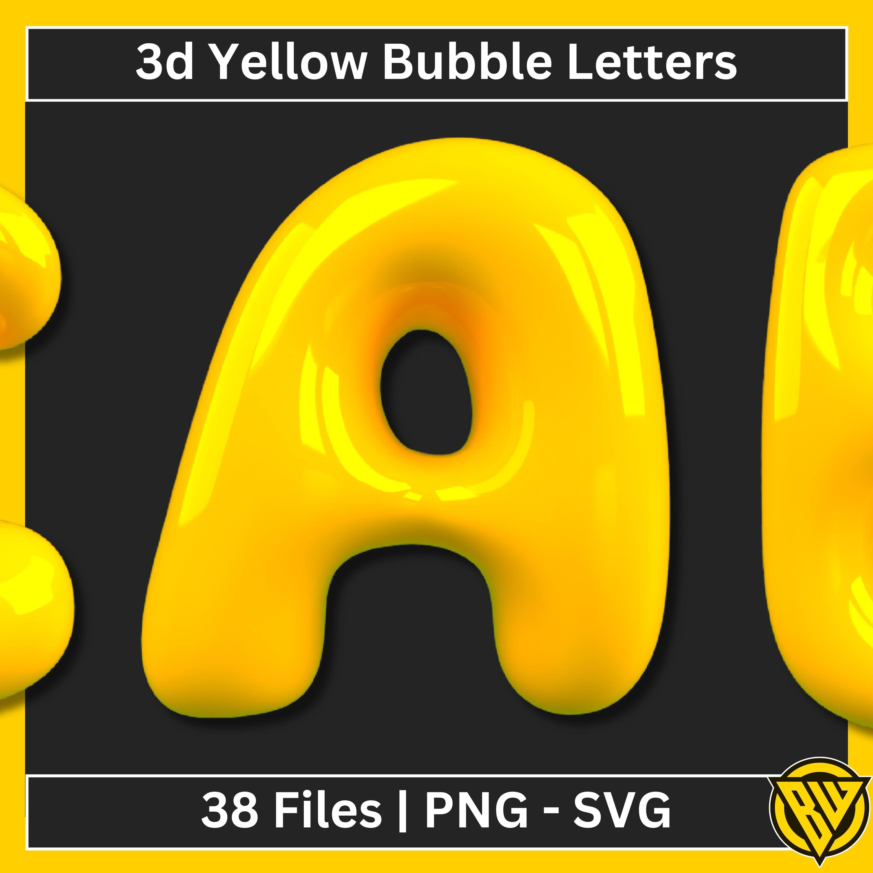 3D Yellow Bubble Alphabet Letters,digital Instant Download Graphics in ...