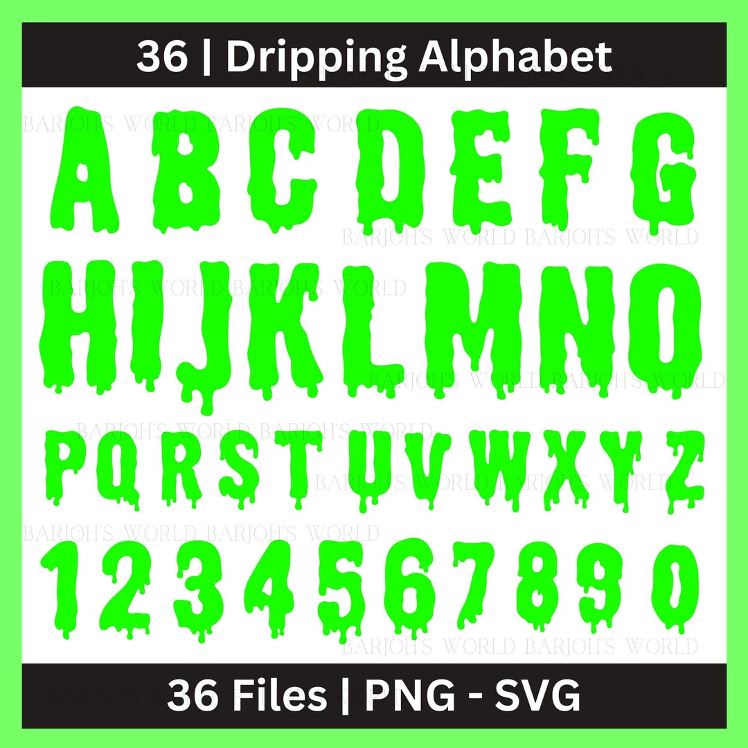 Green Slime Dripping Alphabet: Halloween SVG Letters (digital Download ...