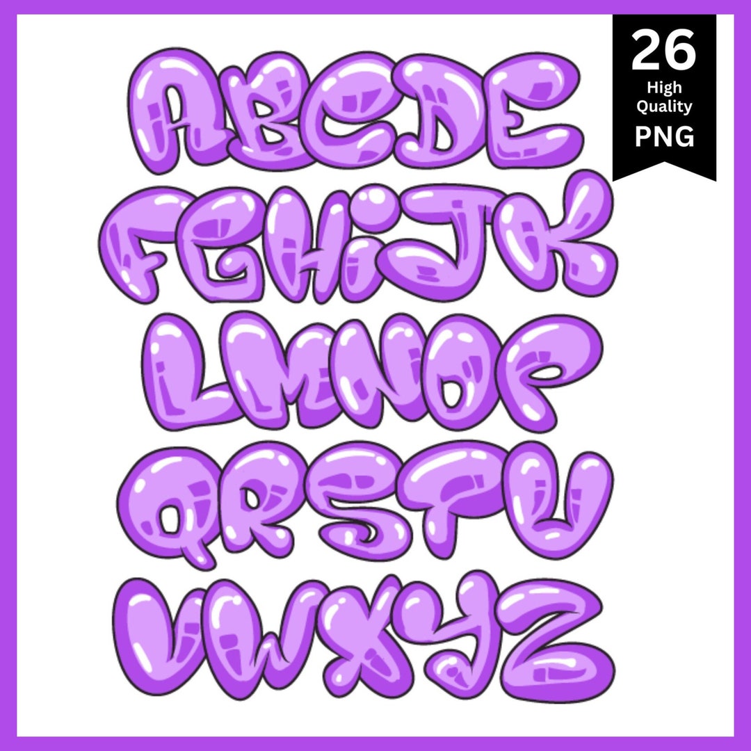 Bubble Letter Font | Purple Grape | PNG Letters | Alphabet Letters ...
