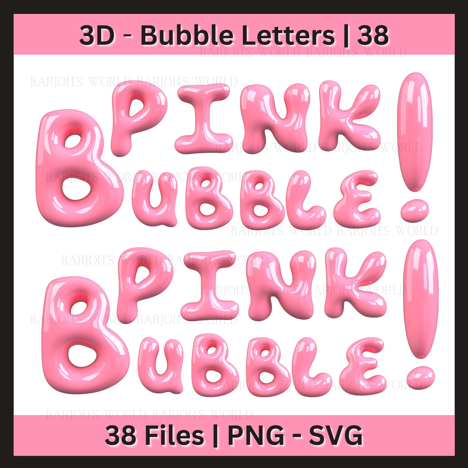 Pink 3d Svg Bubblegum Letters Pop Letters Svg Svg Alphabet Barbie Pink ...