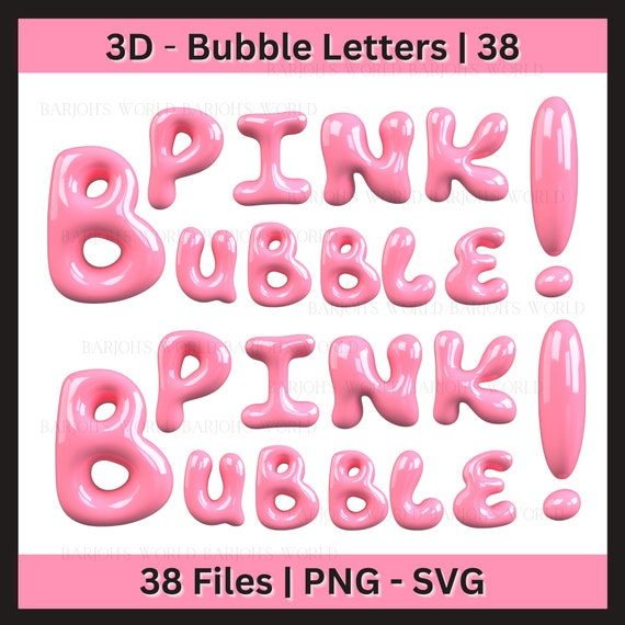 3d Bubble Letter Alphabet A Z Pink Glossy Balloon 3D Bubble Letters,