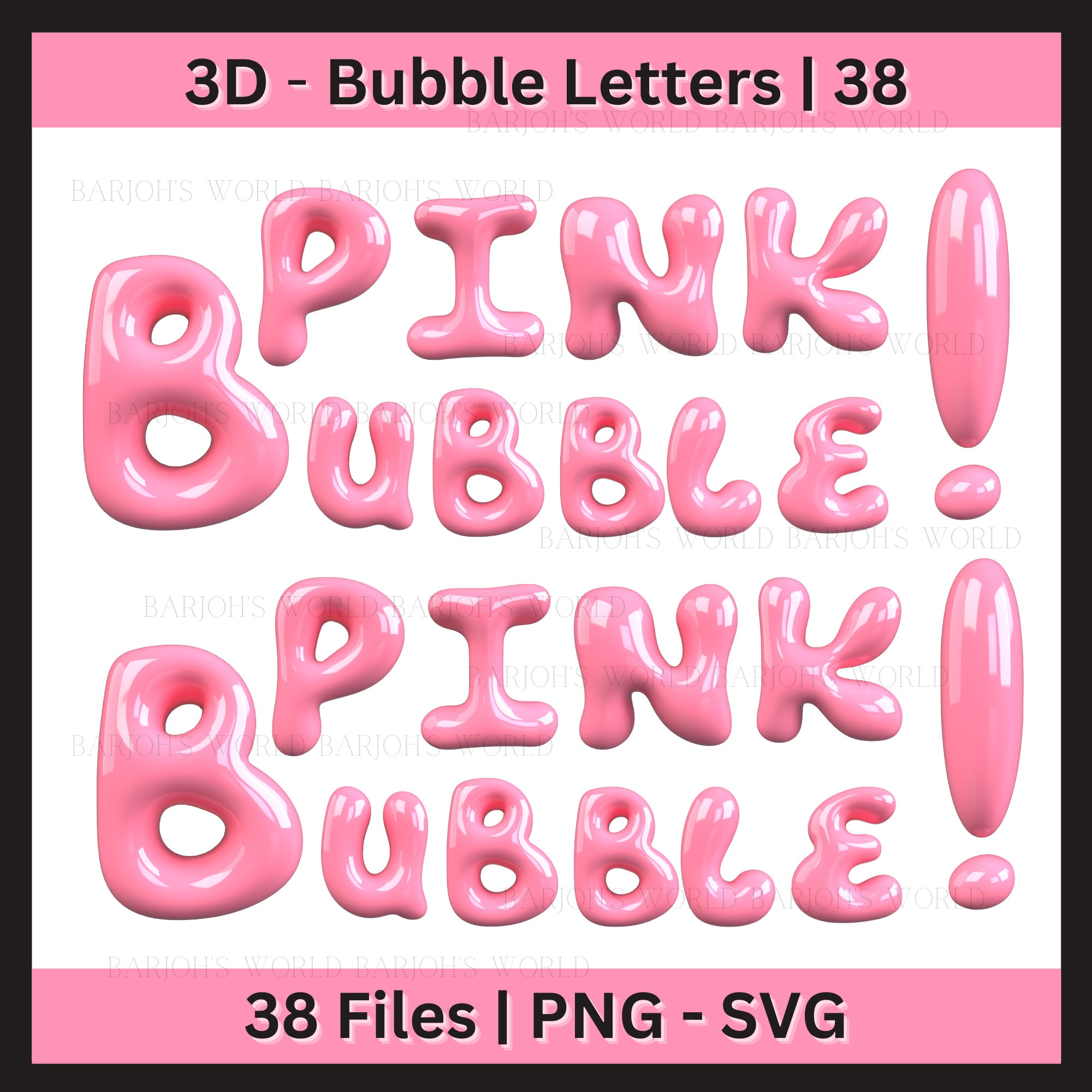 Pink 3d Svg Bubblegum Letters | Pop Letters Svg | Svg Alphabet | Barbie ...