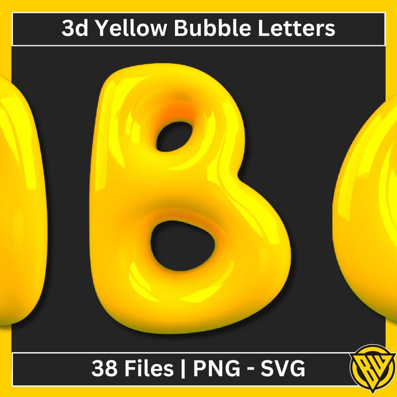 3D Yellow Bubble Alphabet Letters,digital Instant Download Graphics in ...