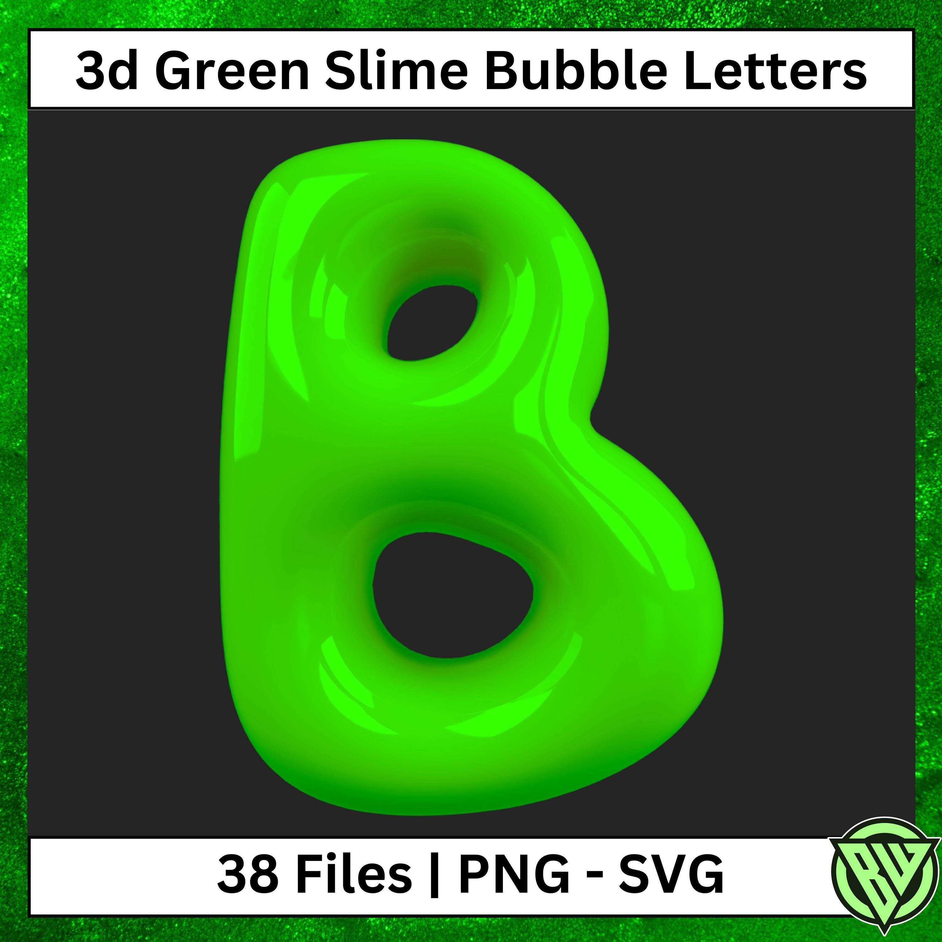 3D Green Slime Bubble Alphabet Letters & Numbers| Printable Font | Clip ...