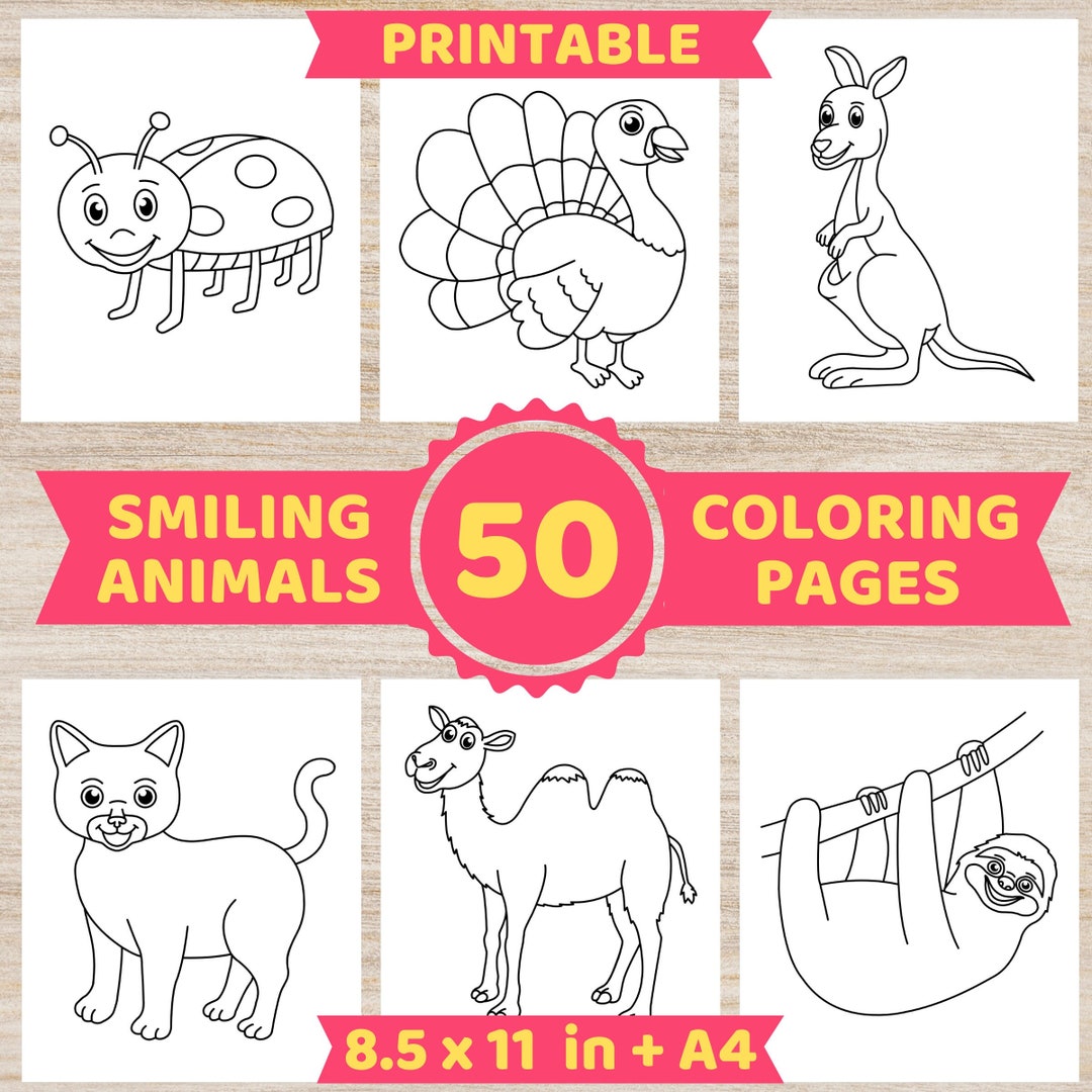 50 Cute Animal Coloring Pages for Kids Cute Animal Coloring - Etsy