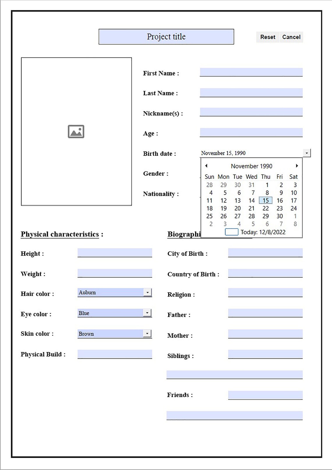 Basic Character Creation Form for Writers - Etsy