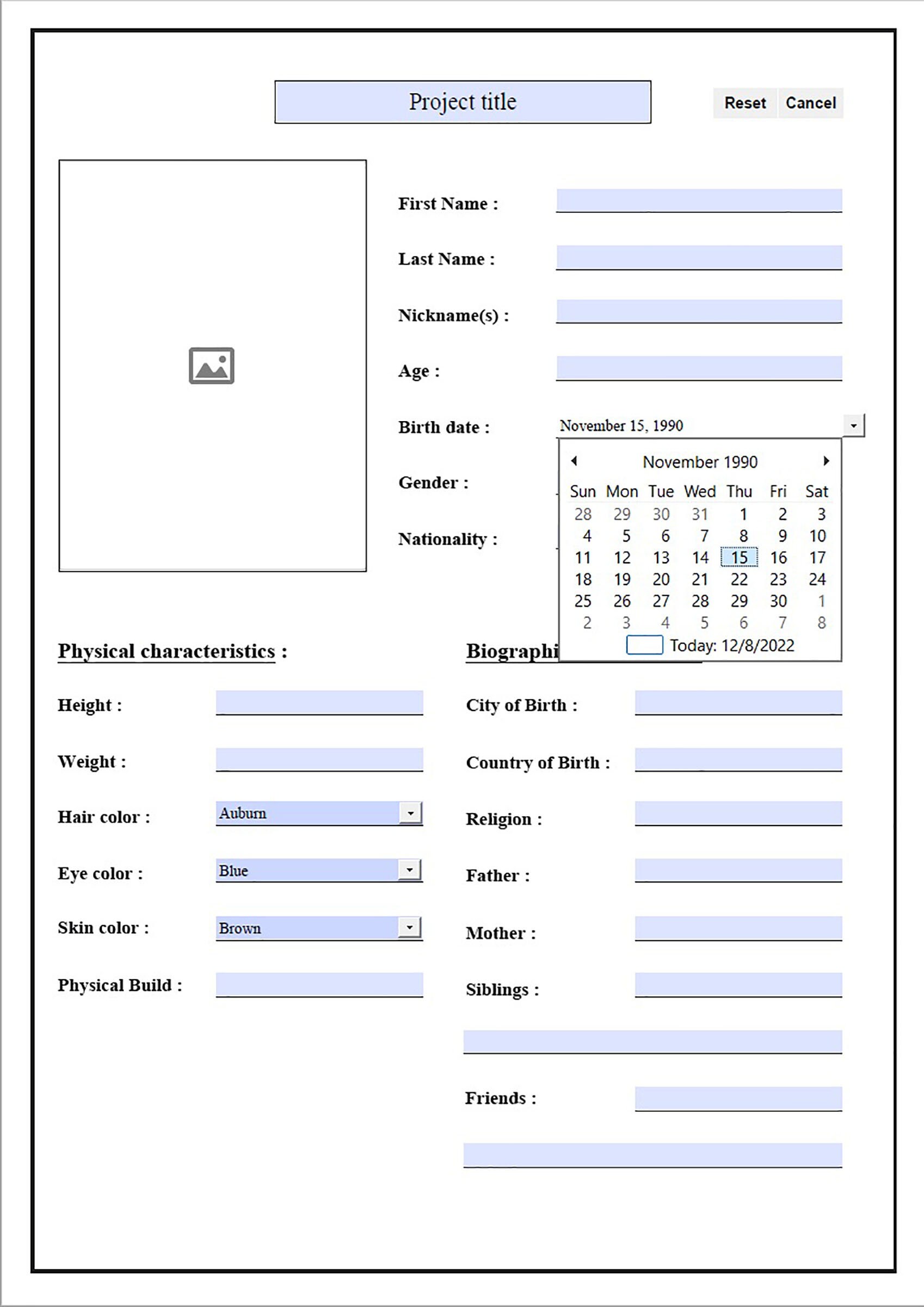 Basic Character Creation Form for Writers - Etsy