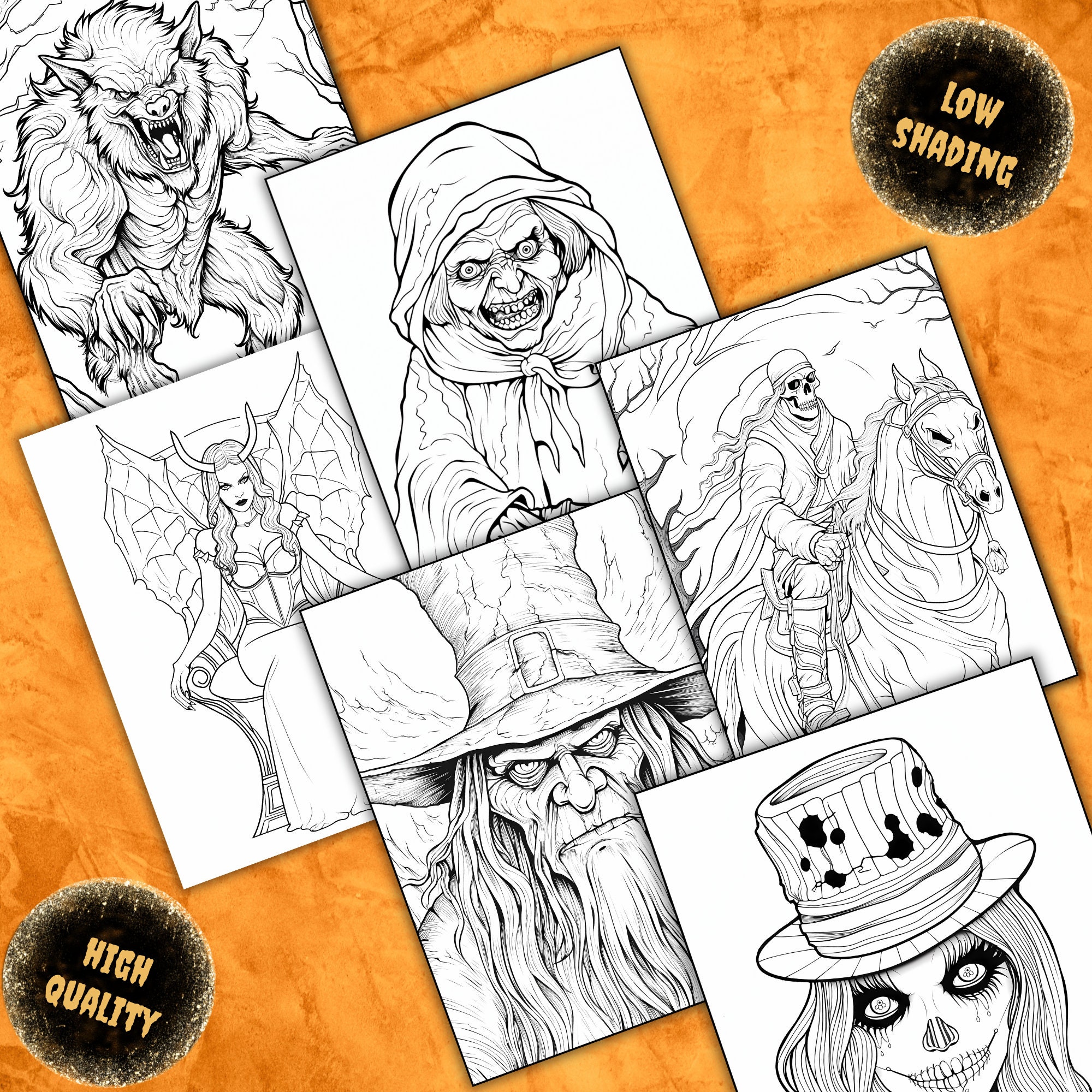 Adult Halloween Coloring Book: Gothic & Horror 30 Printable Pages - Etsy