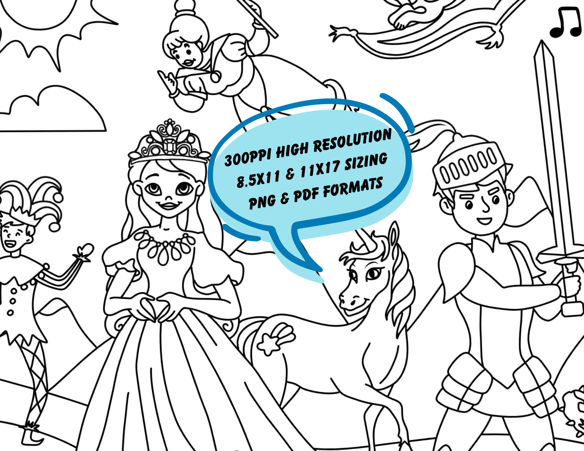 Princess Coloring Page for Kids (I Spy) Digital & Printable - Etsy