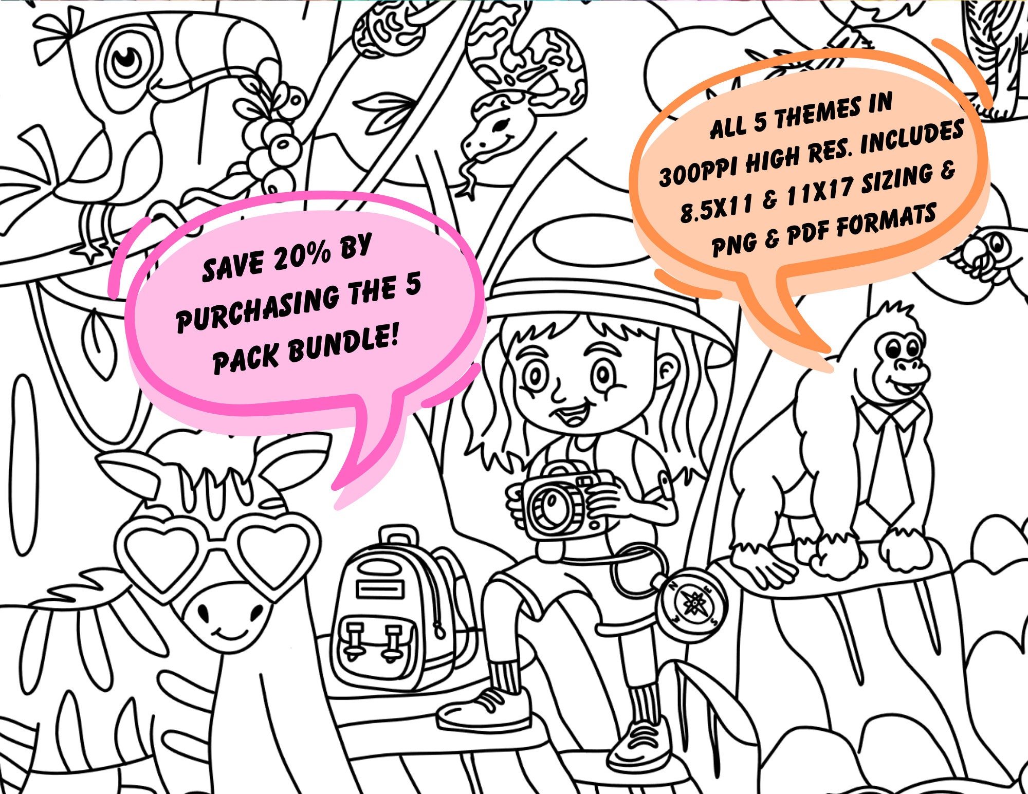 I Spy Bundle Kids Coloring Book - 5 Digital & Printable Pages - Etsy