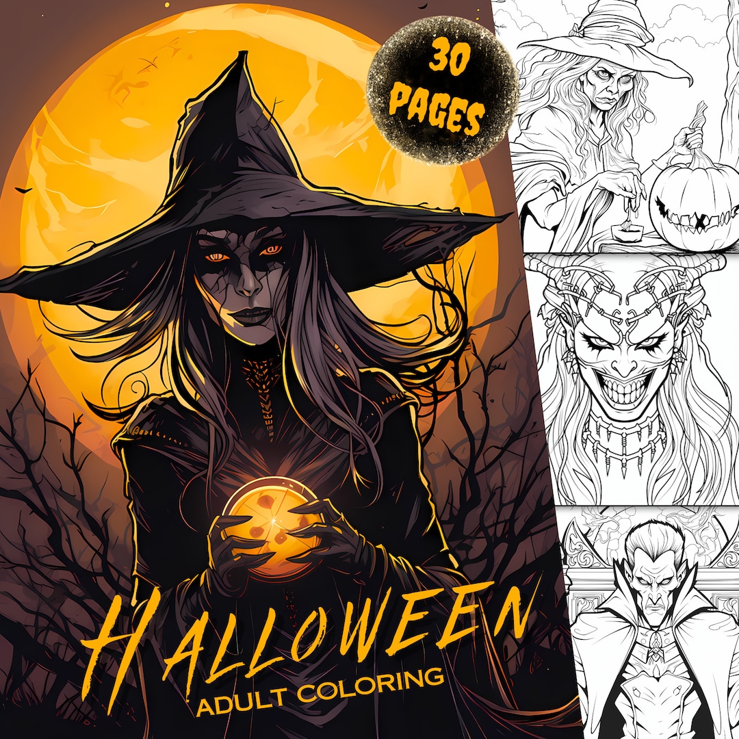 Adult Halloween Coloring Book: Gothic & Horror 30 Printable Pages - Etsy