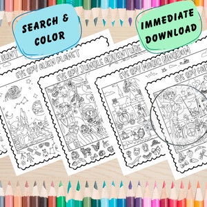 I Spy Bundle Kids Coloring Book - 5 Digital & Printable Pages - Etsy