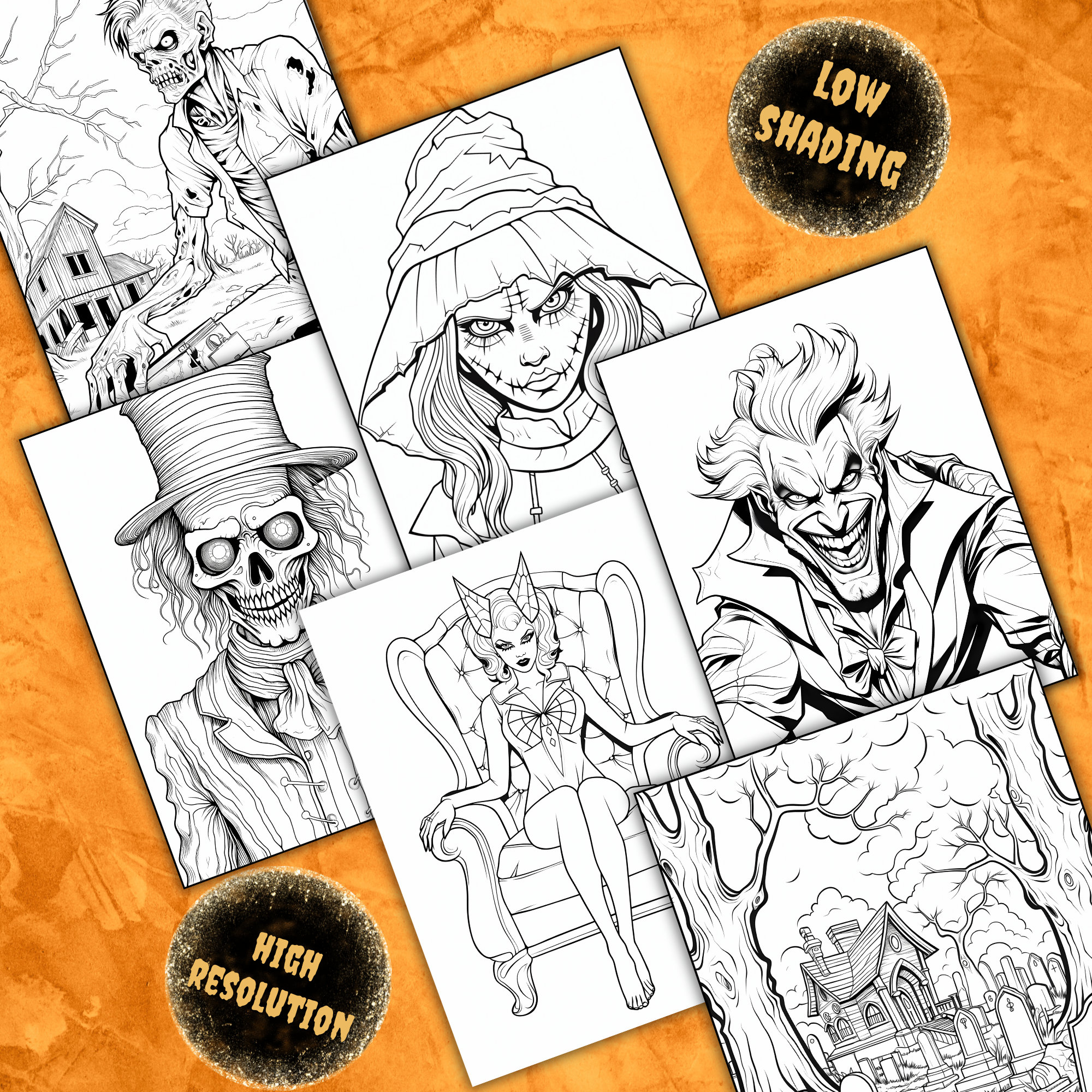 Adult Halloween Coloring Book: Gothic & Horror 30 Printable Pages - Etsy