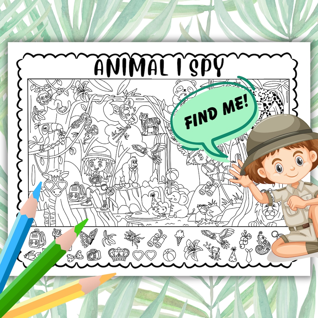 Animal Coloring Page for Kids (I Spy) Digital & Printable - Etsy