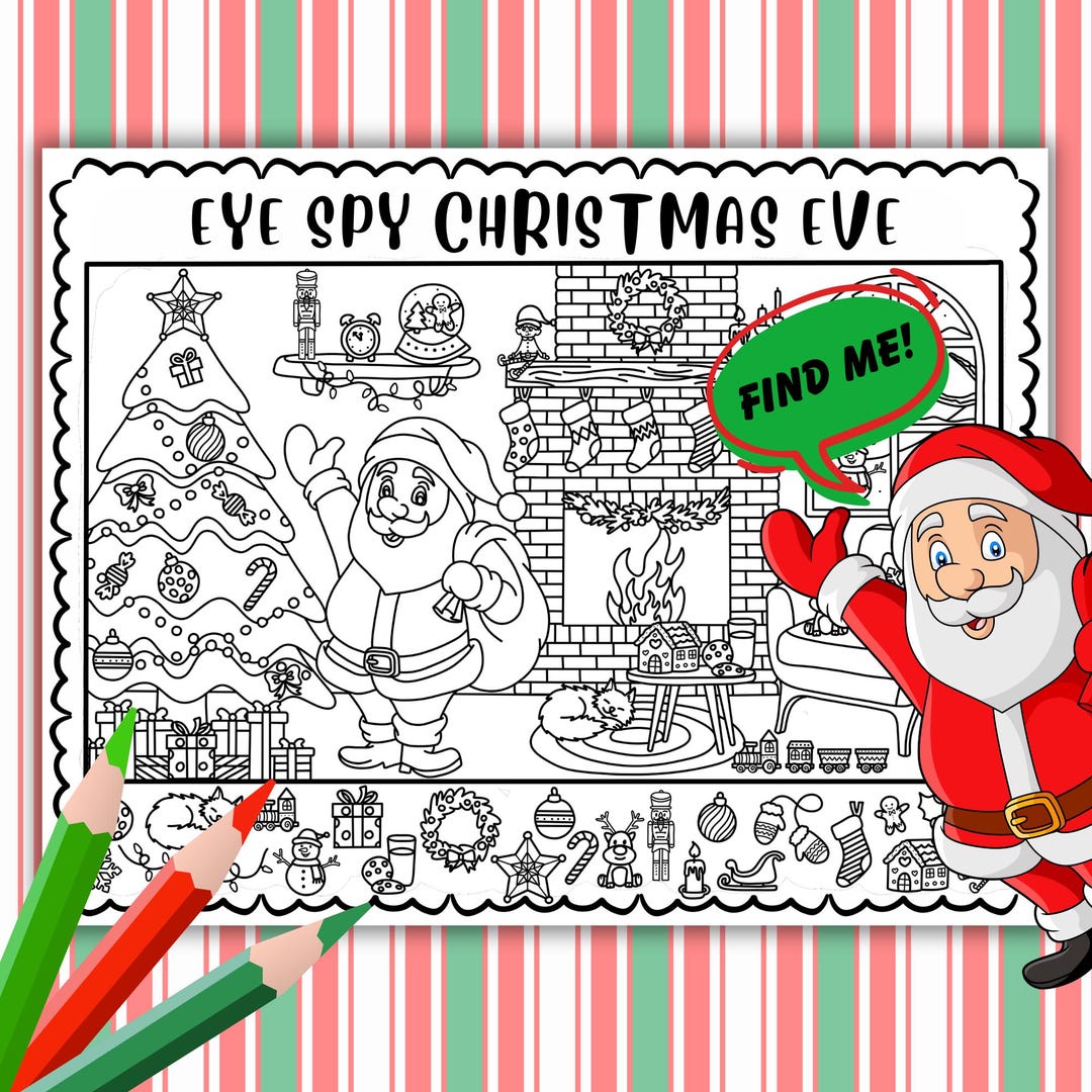 Christmas Coloring Page for Kids - I Spy - Printable - Etsy