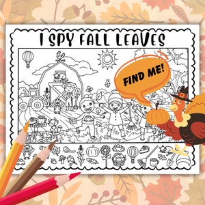 Fall Coloring Page for Kids - I Spy - Printable - Etsy