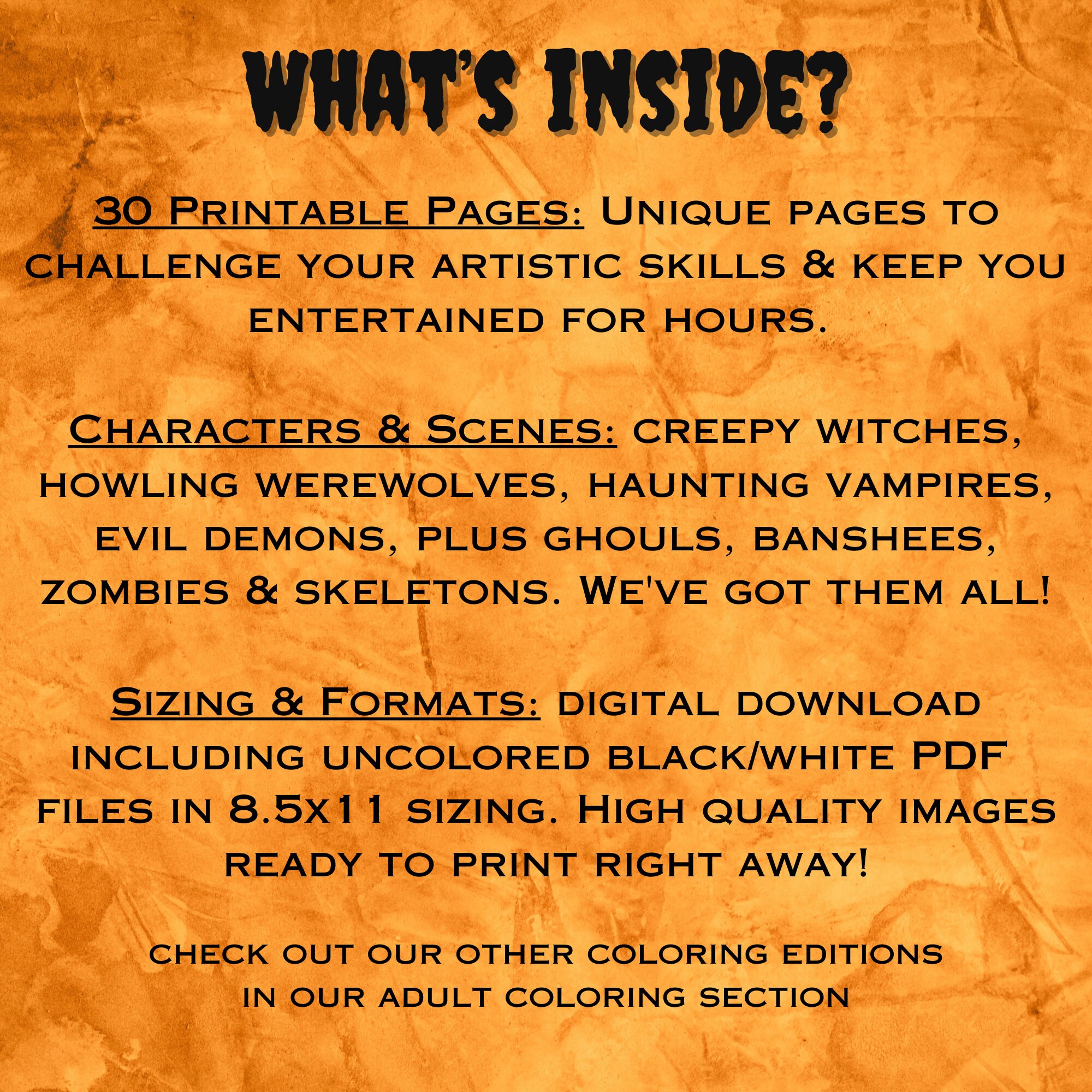 Adult Halloween Coloring Book: Gothic & Horror 30 Printable Pages - Etsy