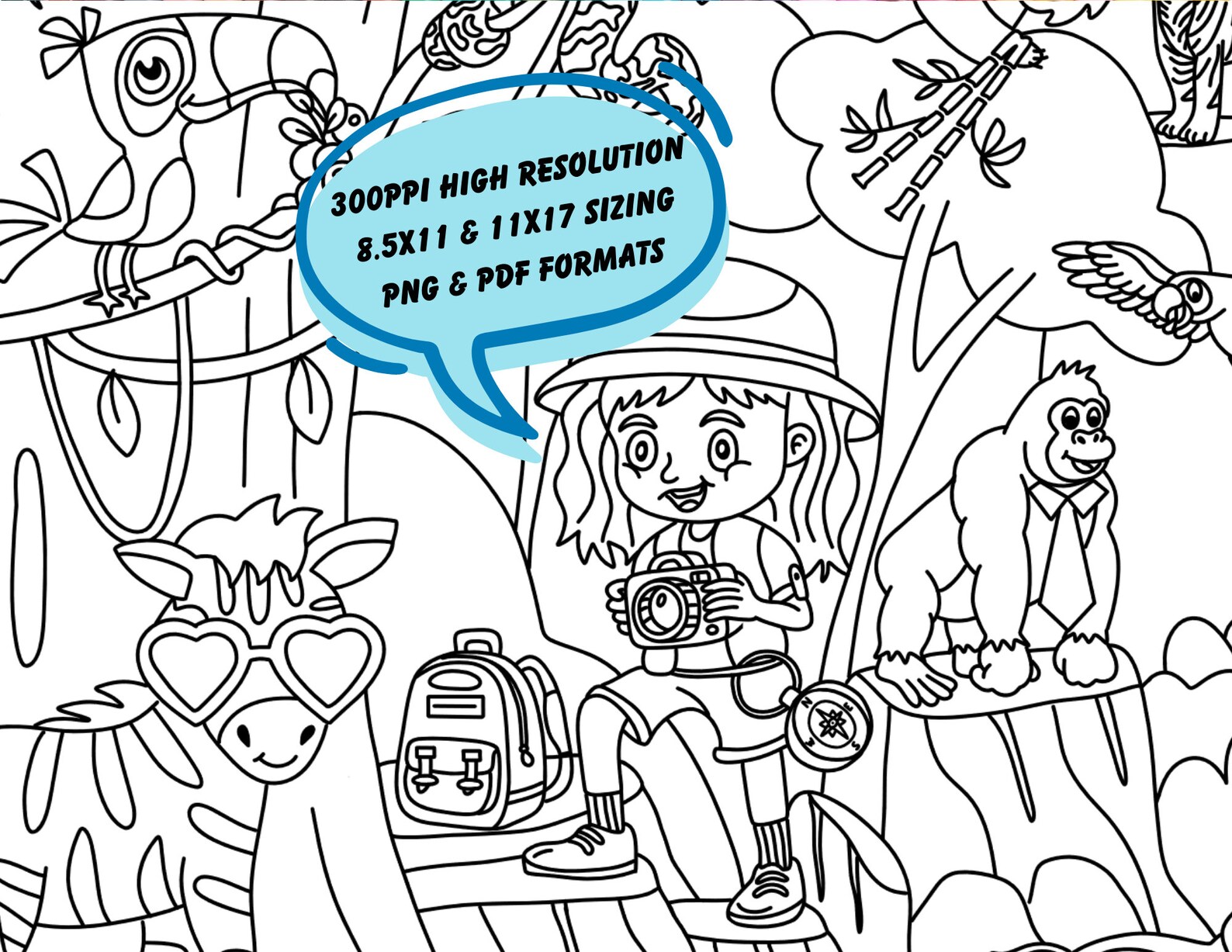 Animal Coloring Page for Kids (I Spy) Digital & Printable - Etsy