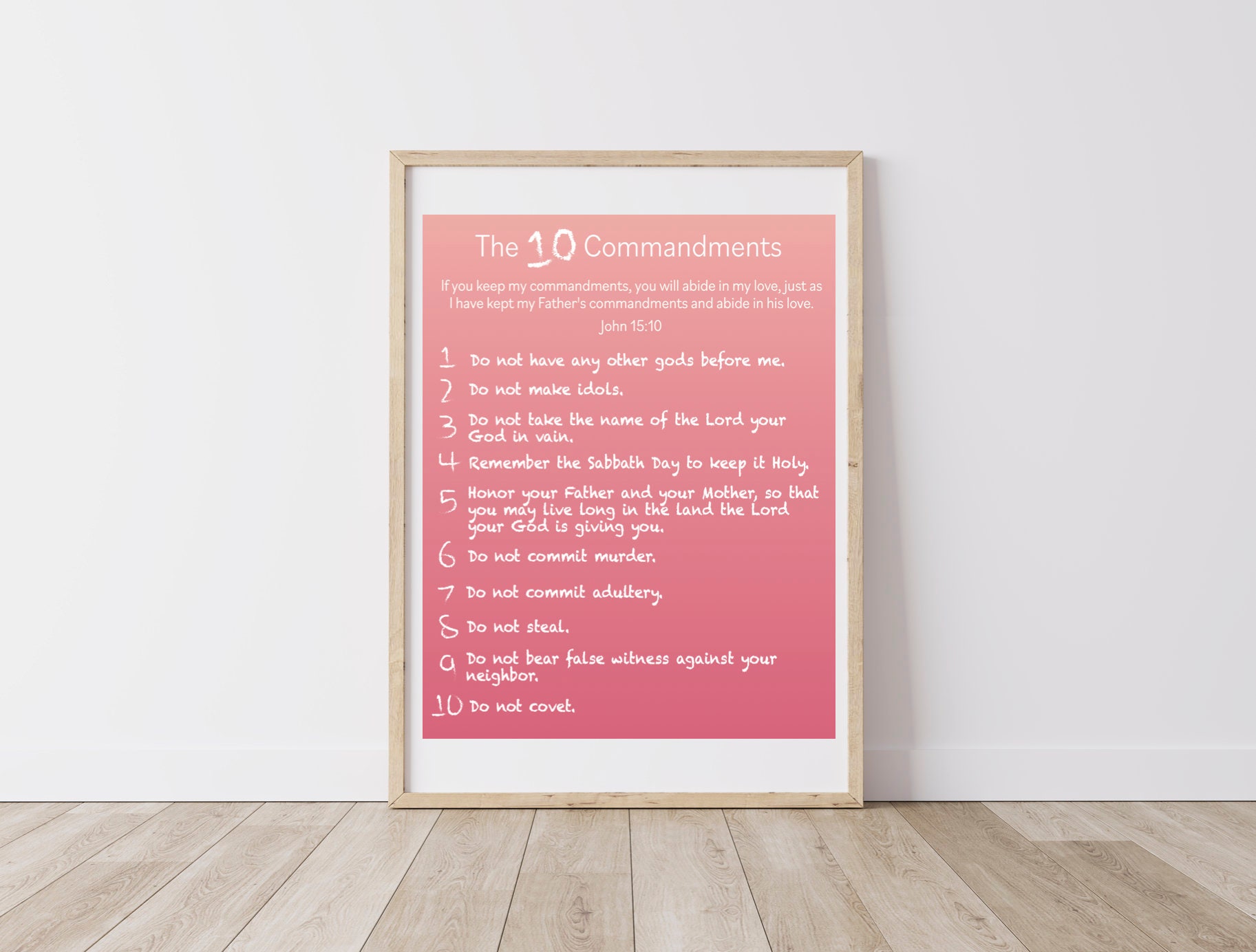 Ten Commandments Pink Ombré Artwork, Christian Nursery Decor, Kids ...