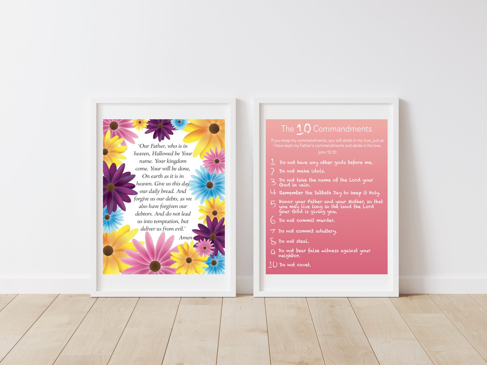 Ten Commandments Pink Ombré Artwork, Christian Nursery Decor, Kids ...