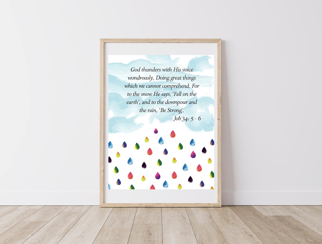 Job 34:5-6 Artwork, Christian Nursery Decor, Kids Bible Verse Wall Art ...
