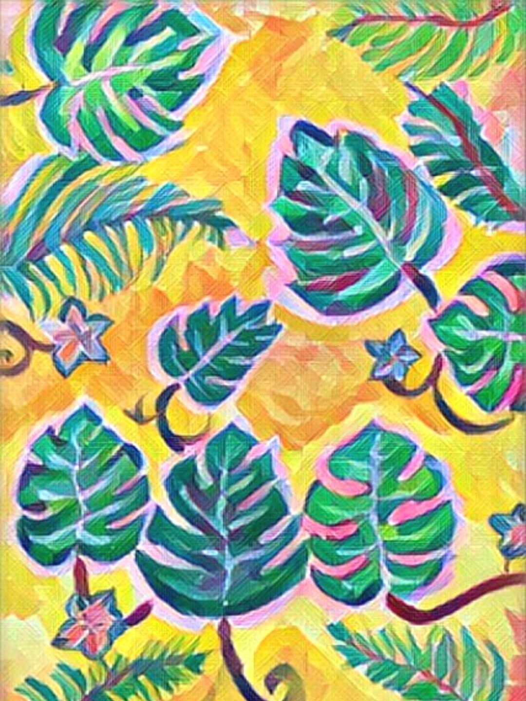 Colorful Monstera Leaf Paint Print - Etsy