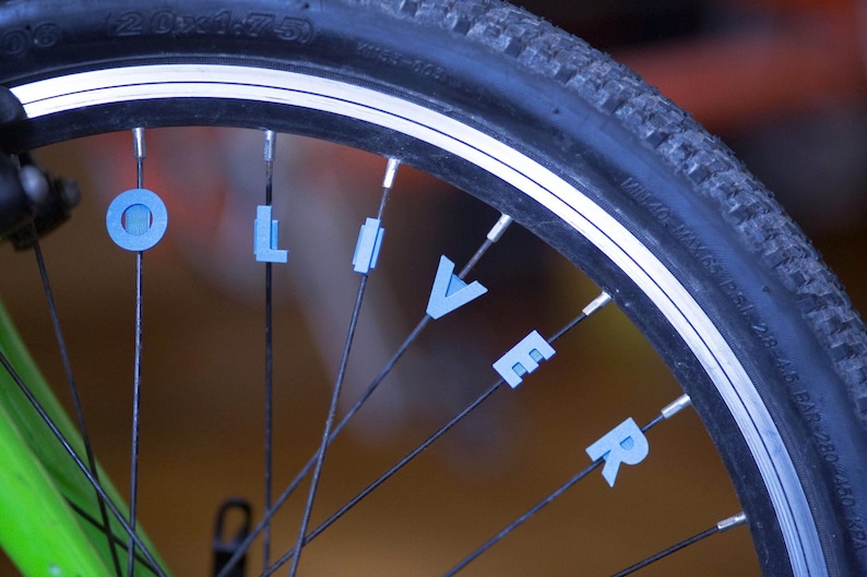 Bike Spoke Decoration Letters. 6 Letter Set. Fits on Bicycle Wheel ...