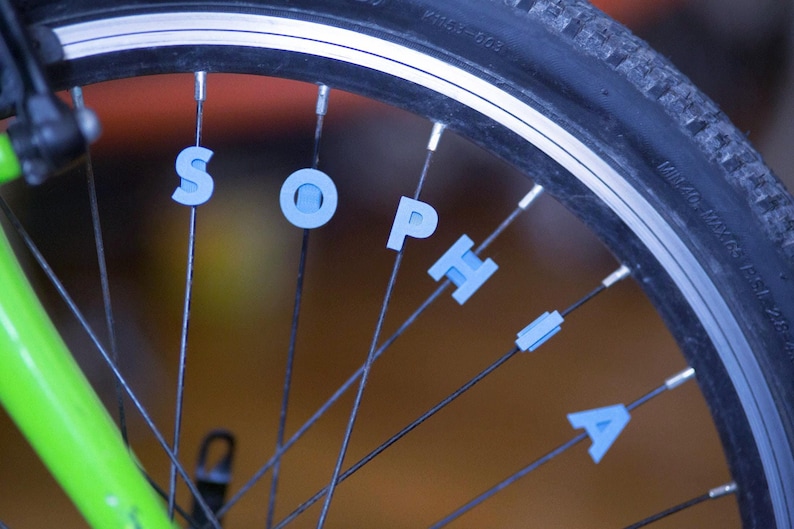 Bike Spoke Decoration Letters. 6 Letter Set. Fits on Bicycle Wheel ...