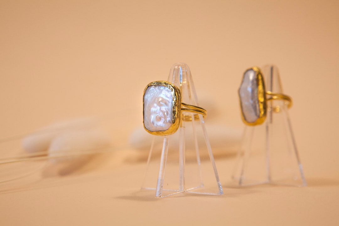 Baroque Pearl Ring, Freshwater Pearl Ring, Statement Ring, Adjustable ...