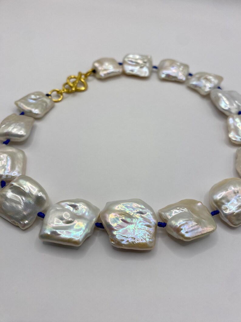Baroque Pearl Statement Necklace: Big Bold Square Pearls, Wedding ...