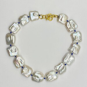 Baroque Pearl Statement Necklace: Big Bold Square Pearls, Wedding ...