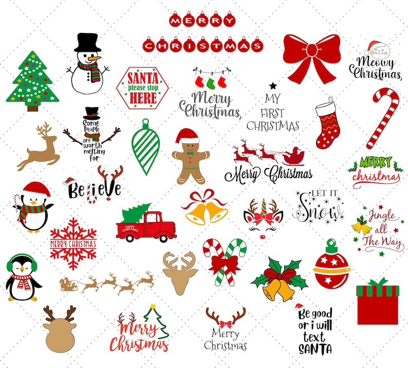 Christmas SVG Bundle Merry Christmas Svg Christmas Clipart - Etsy