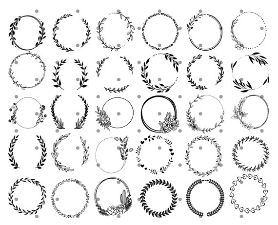 Rustic Wreath Svg Geometric Vector Floral Wreath. SVG, EPS, PNG.