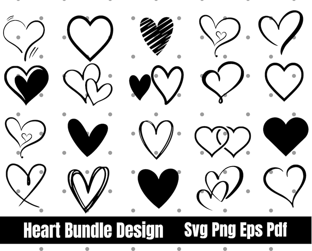 Heart SVG Bundle Valentines Day Svg Hearts Svg Love Svg Heart Outline Svg Heart Icons Heart ...