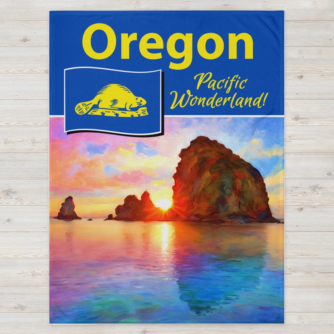 Soft Throw Oregon Blanket With Haystack Rock on Northwest Pacific Coast ...