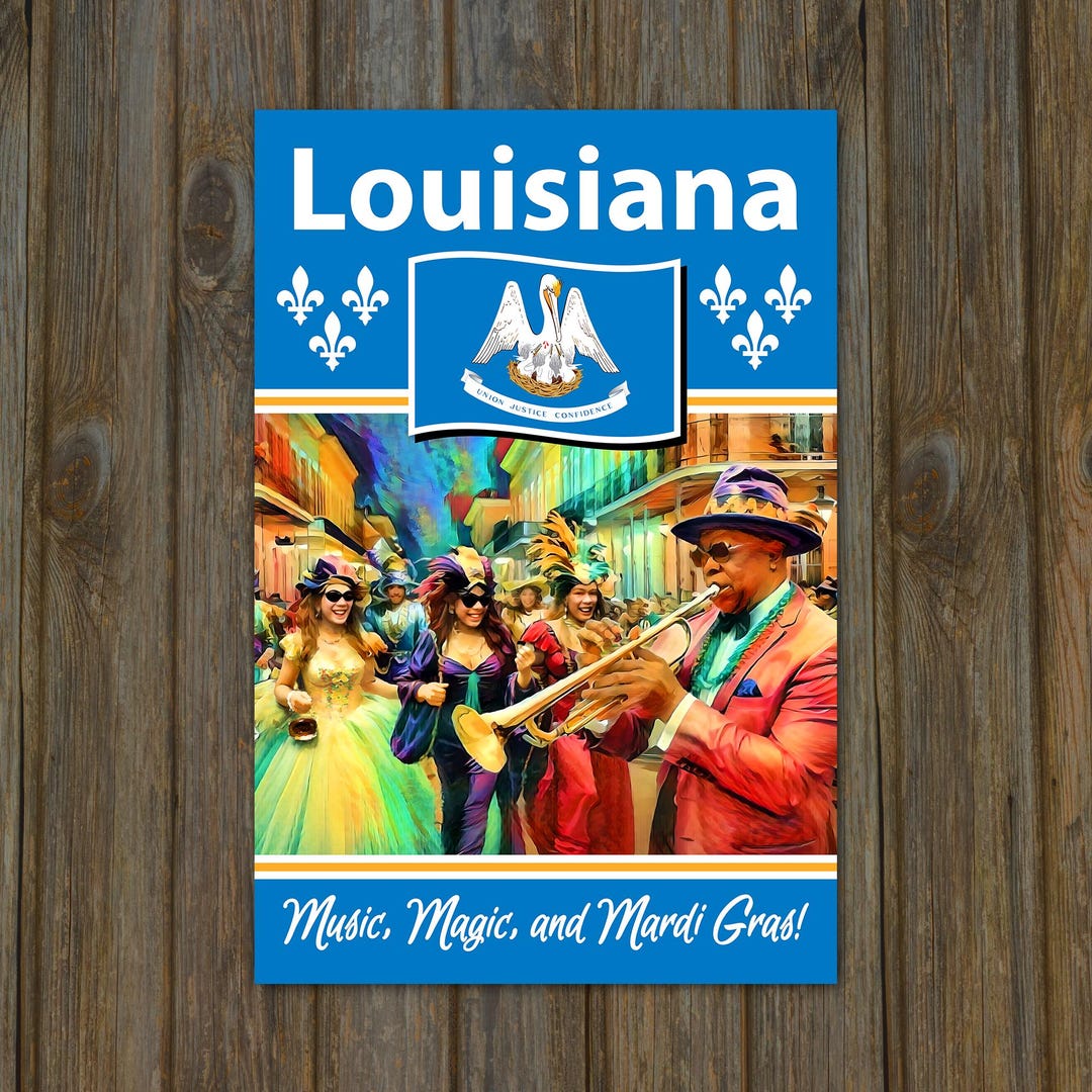Louisiana Art Print, Music, Magic, and Mardi Gras in Louisiana Travel ...