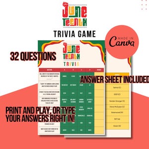 Juneteenth Trivia Game – Printable Black History Quiz | 32 Multiple ...