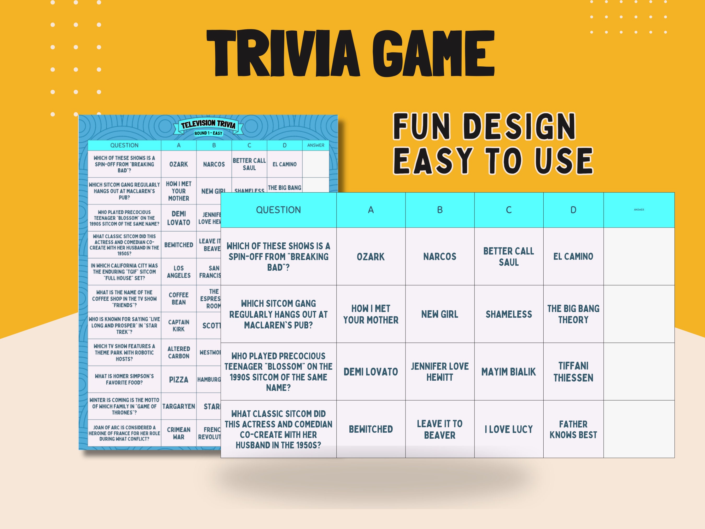 5 Pack Printable, Instant Download, at Home Trivia Pack, 5 Different ...