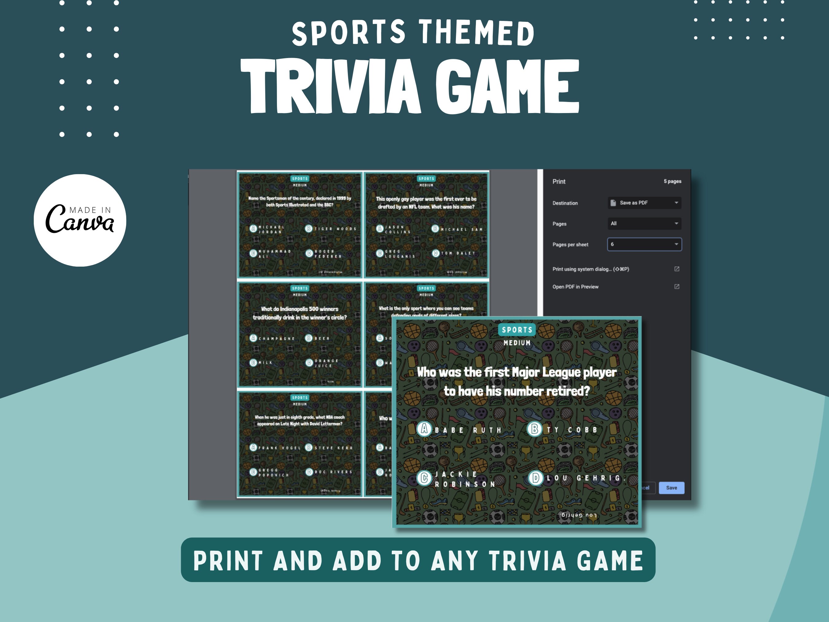 Printable Sports Trivia Games: Instant Download for Home Fun Perfect ...