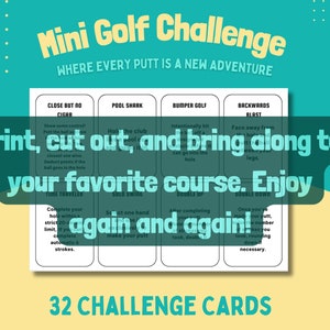 Instant Download, Mini Golf Challenge Cards - Fun Family Game, Outdoor ...