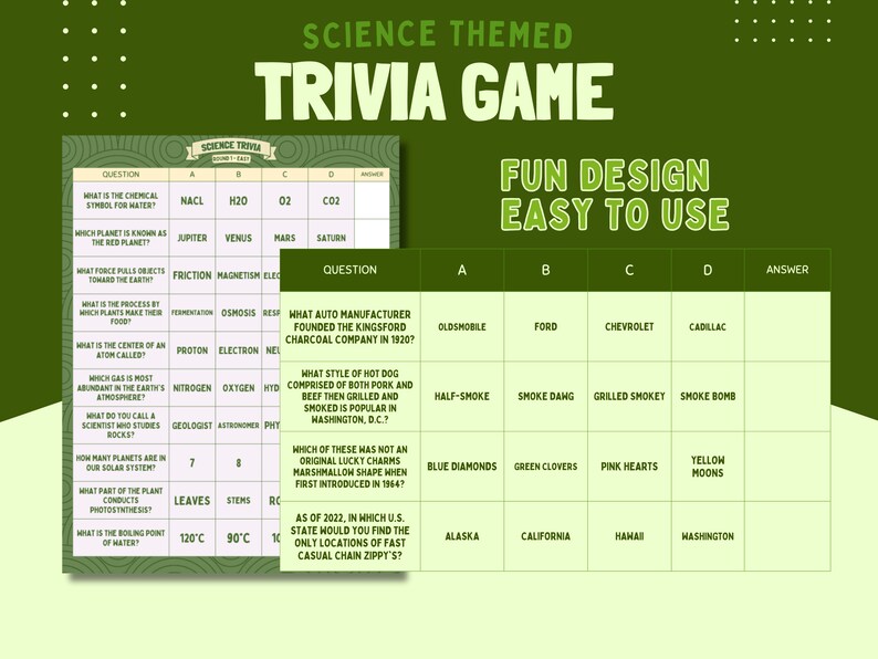 Printable Instant Download TV Trivia Game, Pub Trivia Questions, Great ...