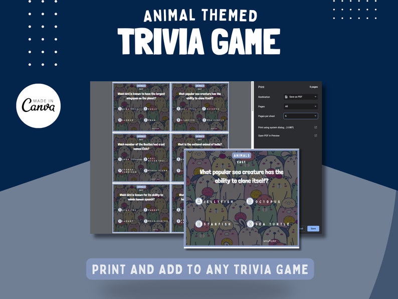Printable Animal Trivia Games: Instant Download for Home Fun! Suitable ...