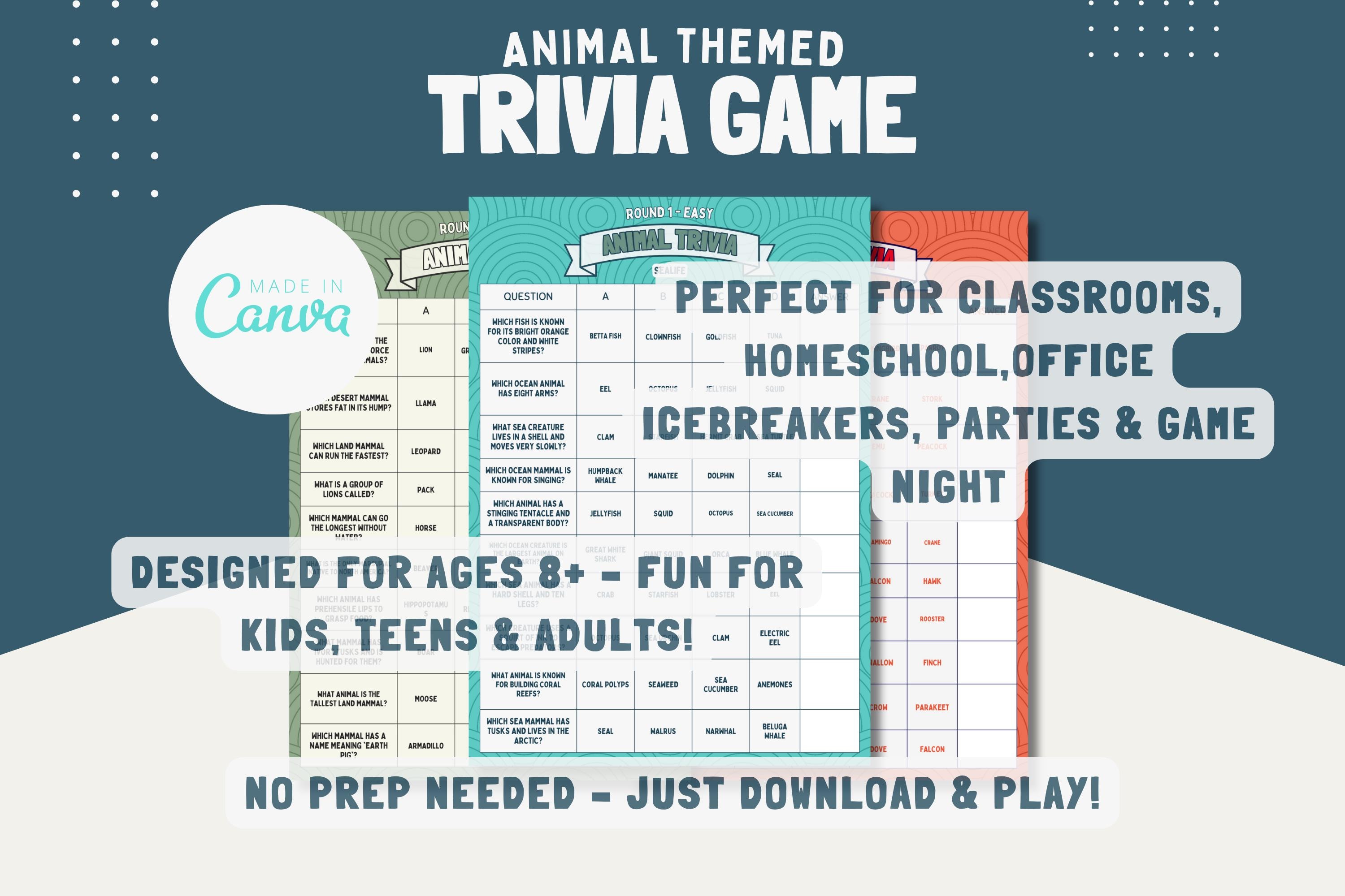 Ultimate Animal Trivia Bundle – 10 Games, 300 Questions, Printable ...