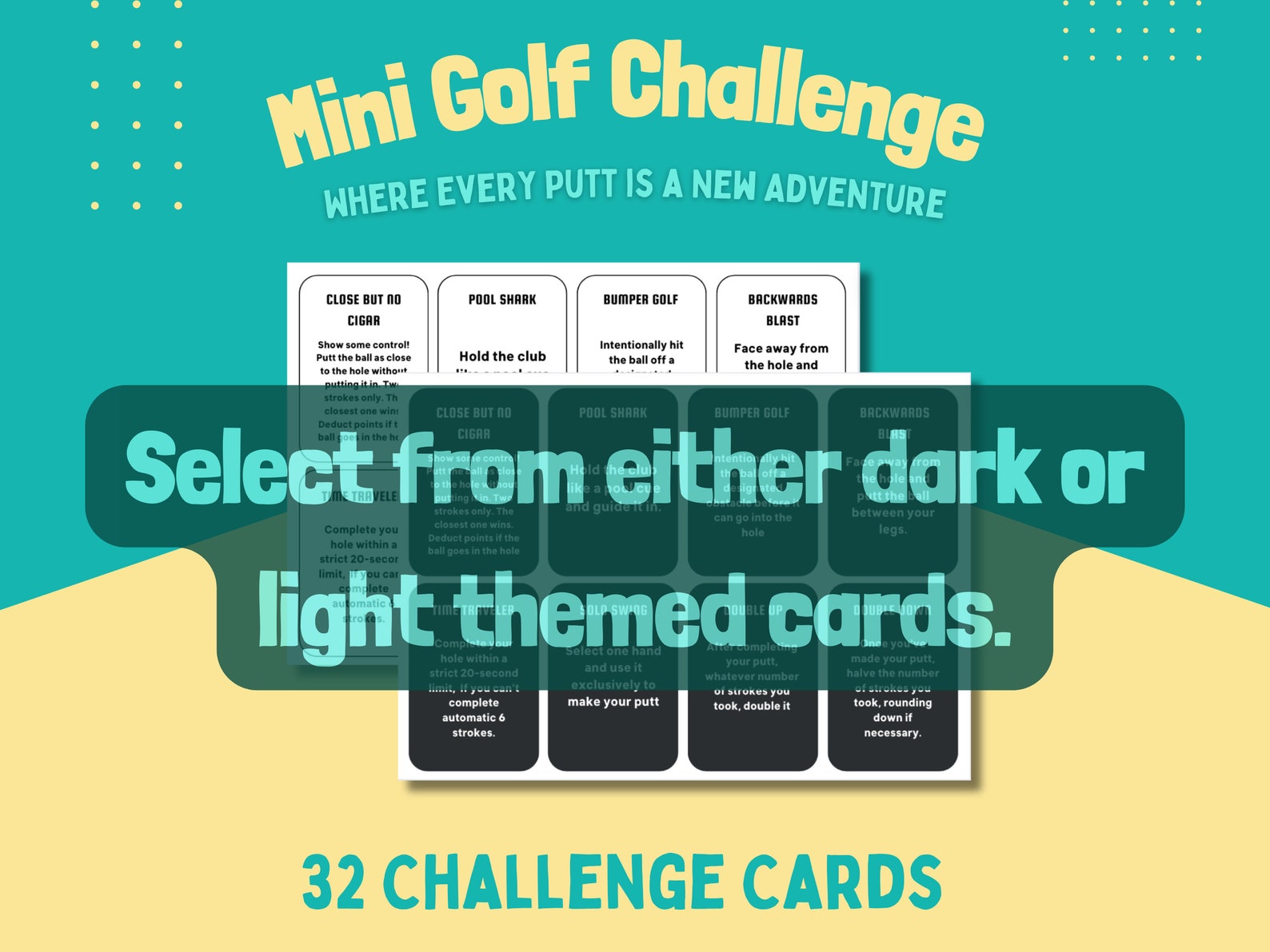 Instant Download, Mini Golf Challenge Cards - Fun Family Game, Outdoor ...