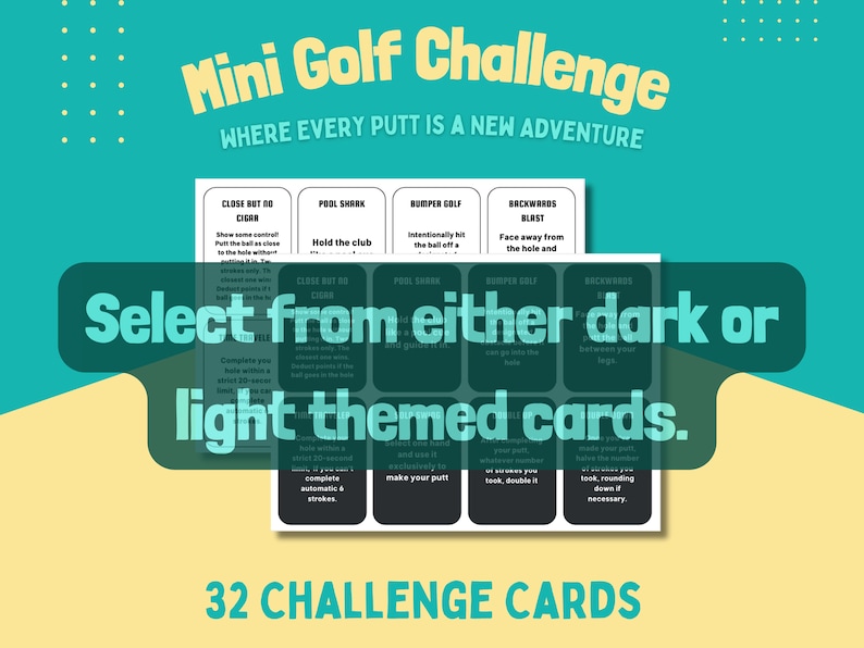 Instant Download, Mini Golf Challenge Cards - Fun Family Game, Outdoor ...