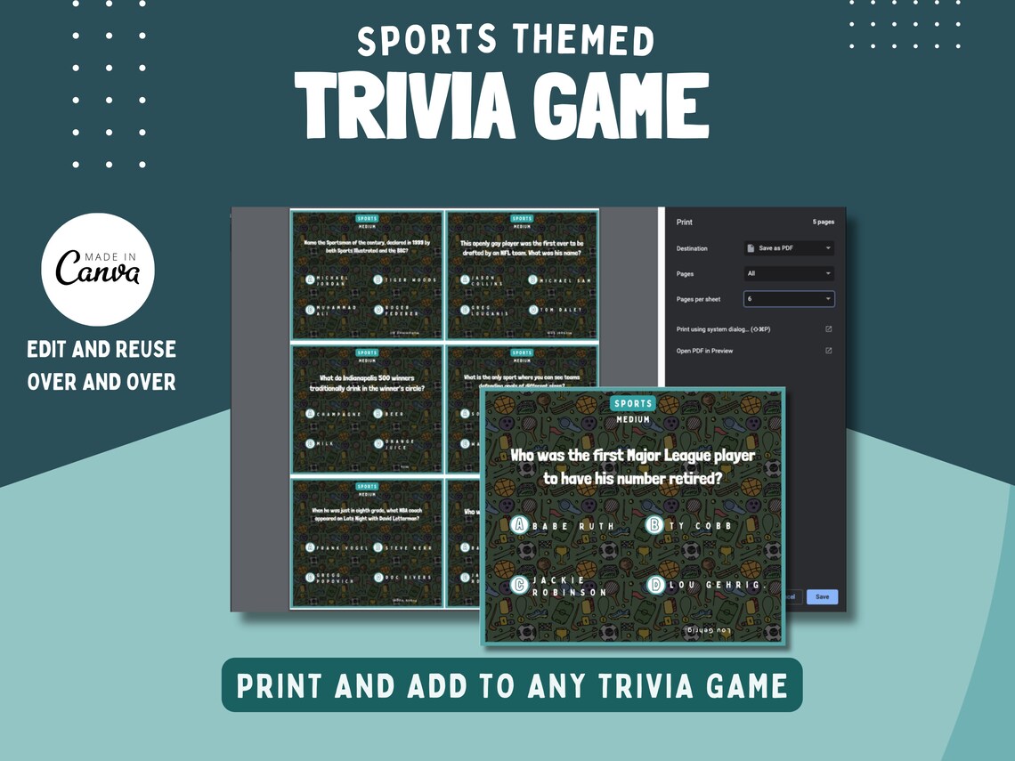 Printable Sports Trivia Games: Instant Download for Home Fun Perfect ...