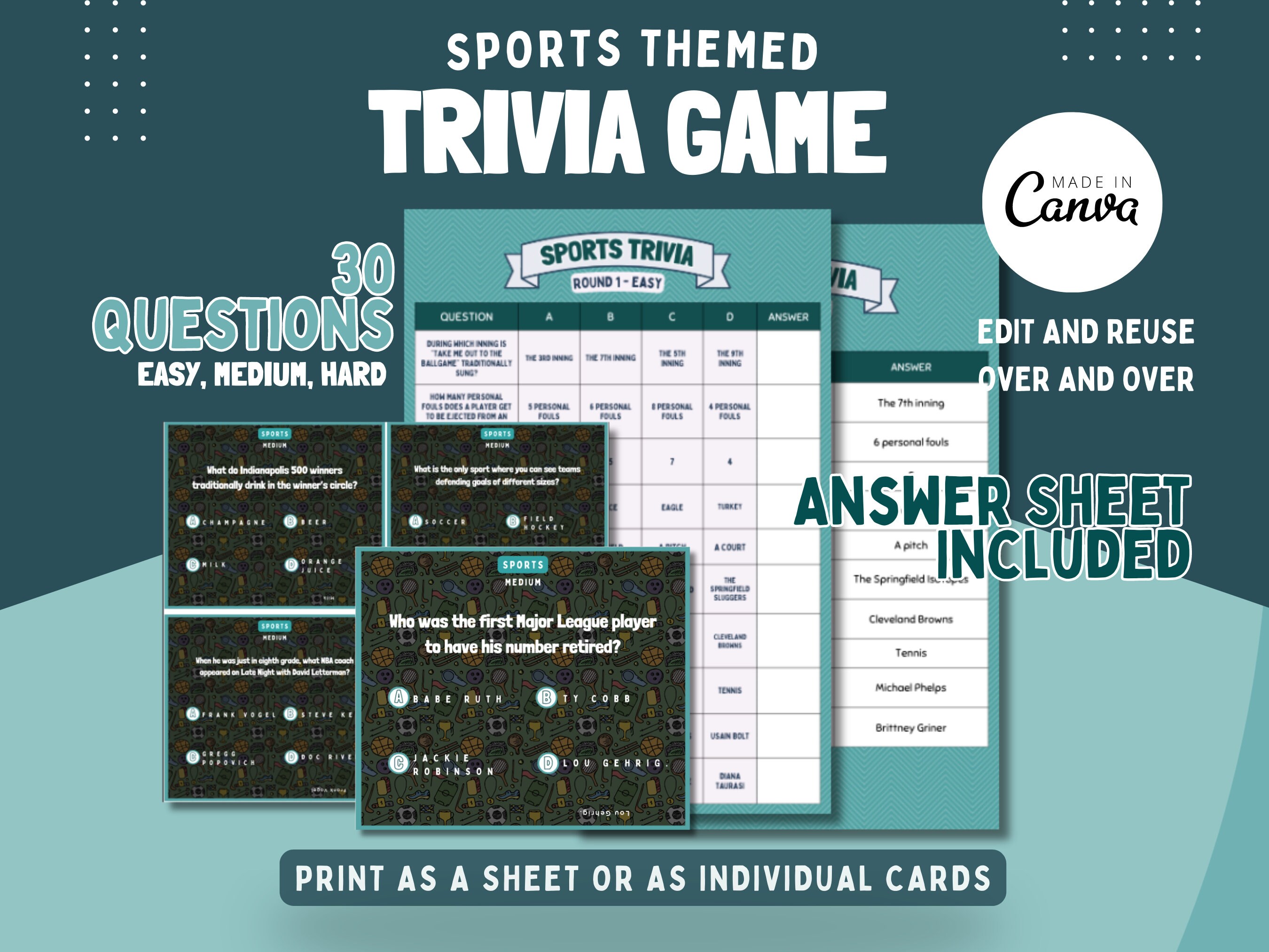 Printable Sports Trivia Games: Instant Download for Home Fun Perfect ...