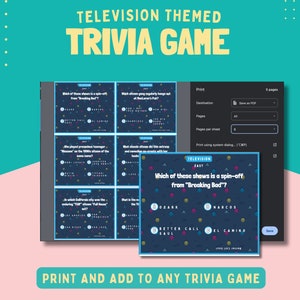 Instant Download TV Trivia Game, Pub Trivia Questions, Great for All ...