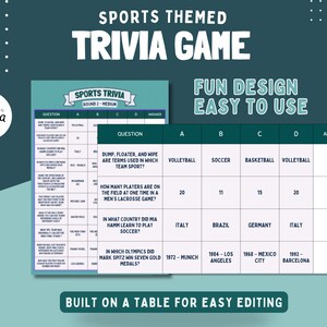 Printable Sports Trivia Games: Instant Download for Home Fun! Perfect ...
